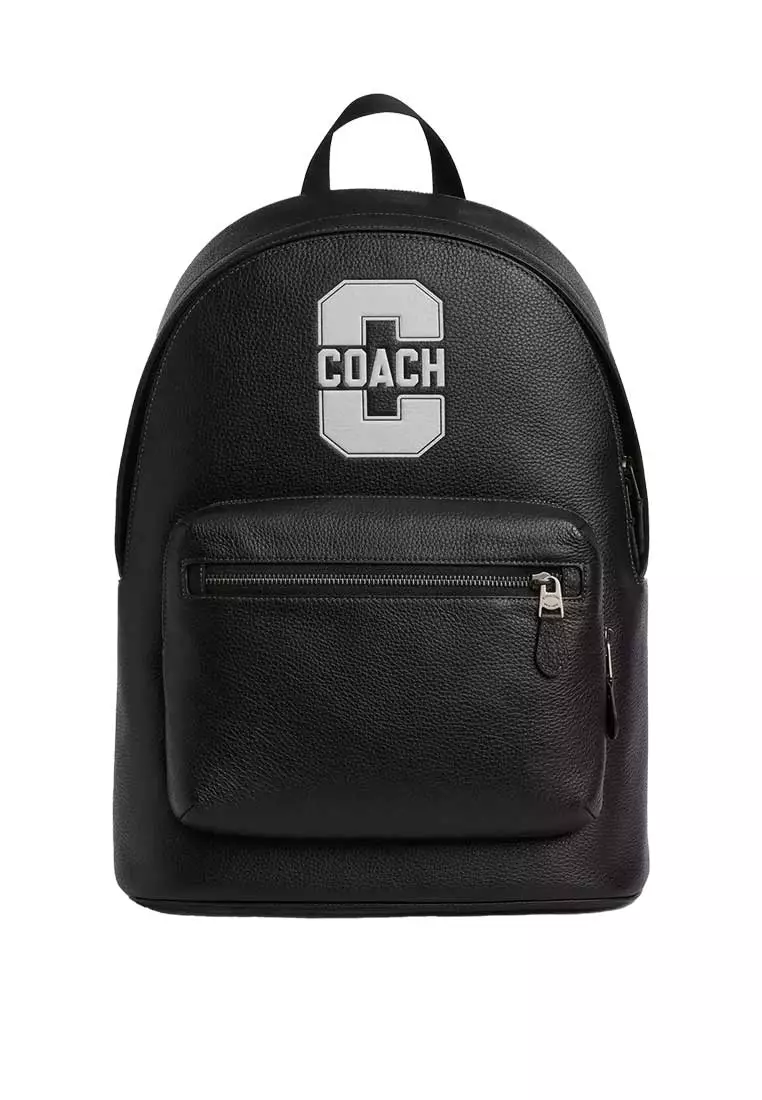Buy Coach West Backpack With Varsity Motif Black/Chalk CAK16 Online ...