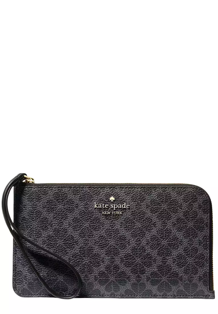 Buy Kate Spade Lucy Spade Flower Medium L-Zip Wristlet - Black KG487 ...