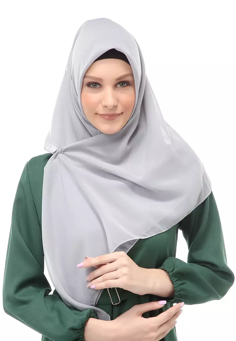 Jual Evernoon Kanya Hijab Scarf Motif Polos Wanita Muslimah Relaxed Fit - LightGrey Original ...