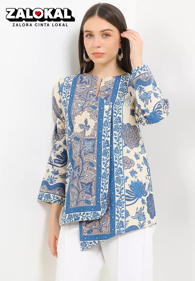 Jual Vestiti Burgundy Bunga Blouse Batik Original 2025 | ZALORA Indonesia