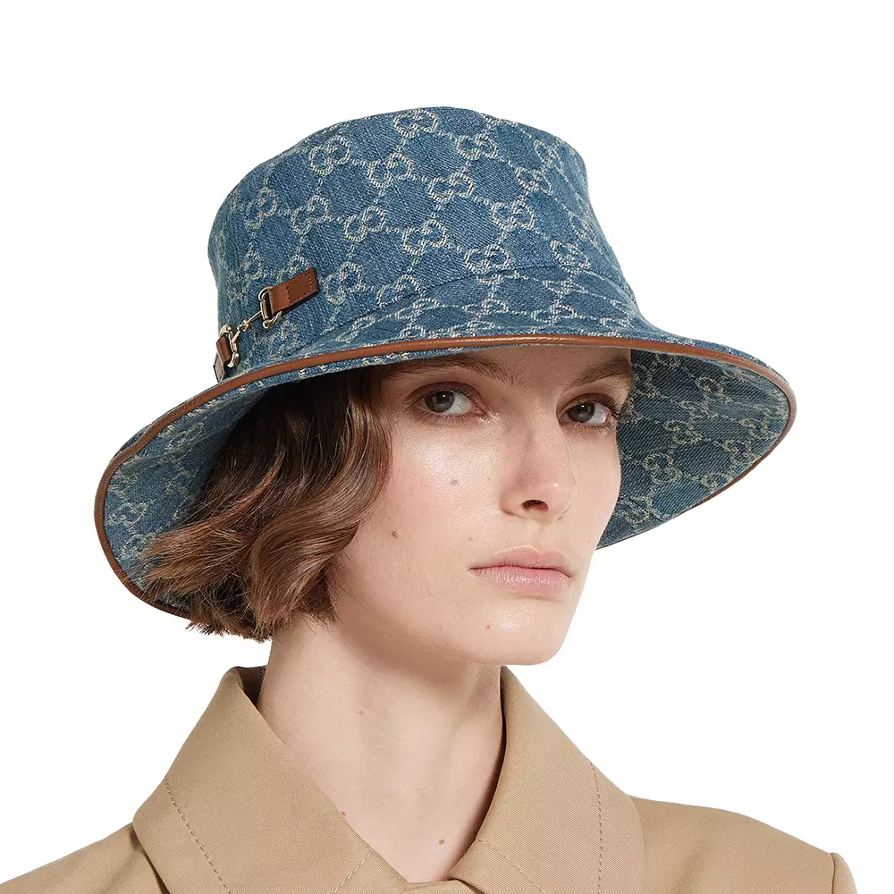 Jual Gucci GG Denim Bucket Hat with Horsebit Light Blue Original 2025 ...