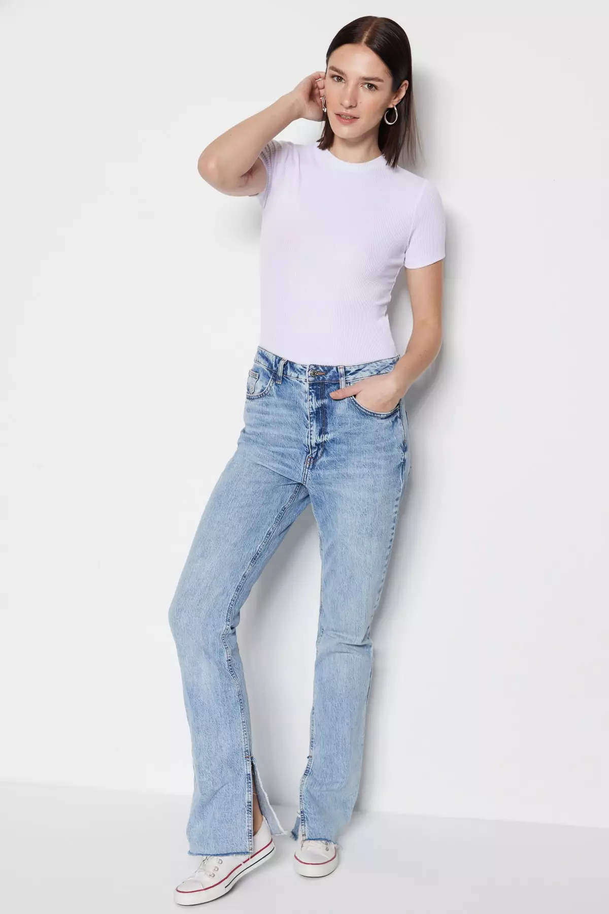 Buy Trendyol Half Sleeves Knitted Body Tunic with Snap Fastener 2025 ...