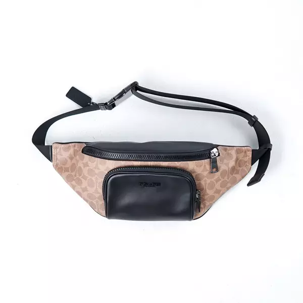 Jual COACH Tas COACH MONOGRAM BEIGE ZIP POCKET PLAIN BLACK WAIST BAG ...