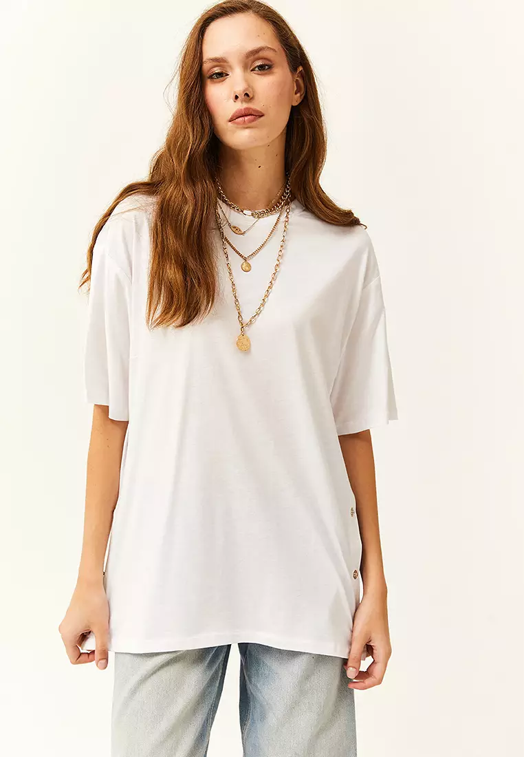 Buy Olalook Decorative Gold Buttoned T-Shirt 2025 Online | ZALORA
