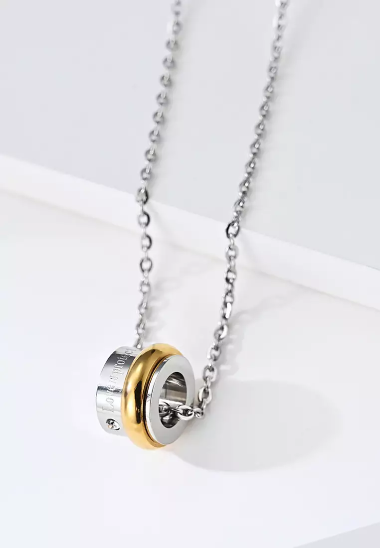 Buy HAPPY FRIDAYS Titanium Steel Ring Design Love Is Protect Necklace ...