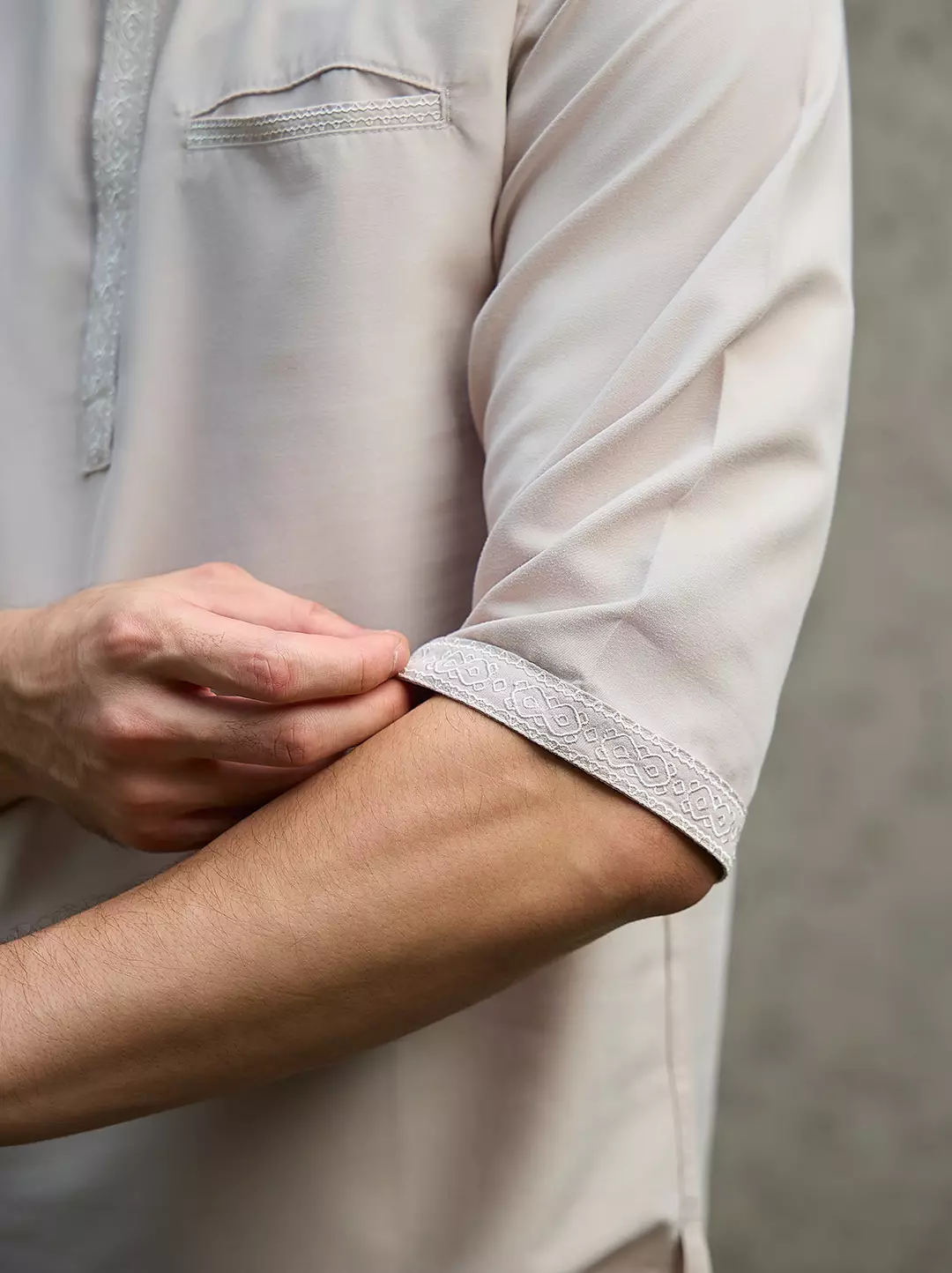 Jual Oxcon OXCON Kemeja koko Tangan 3/4 Bordir Hasbi Cream Original ...