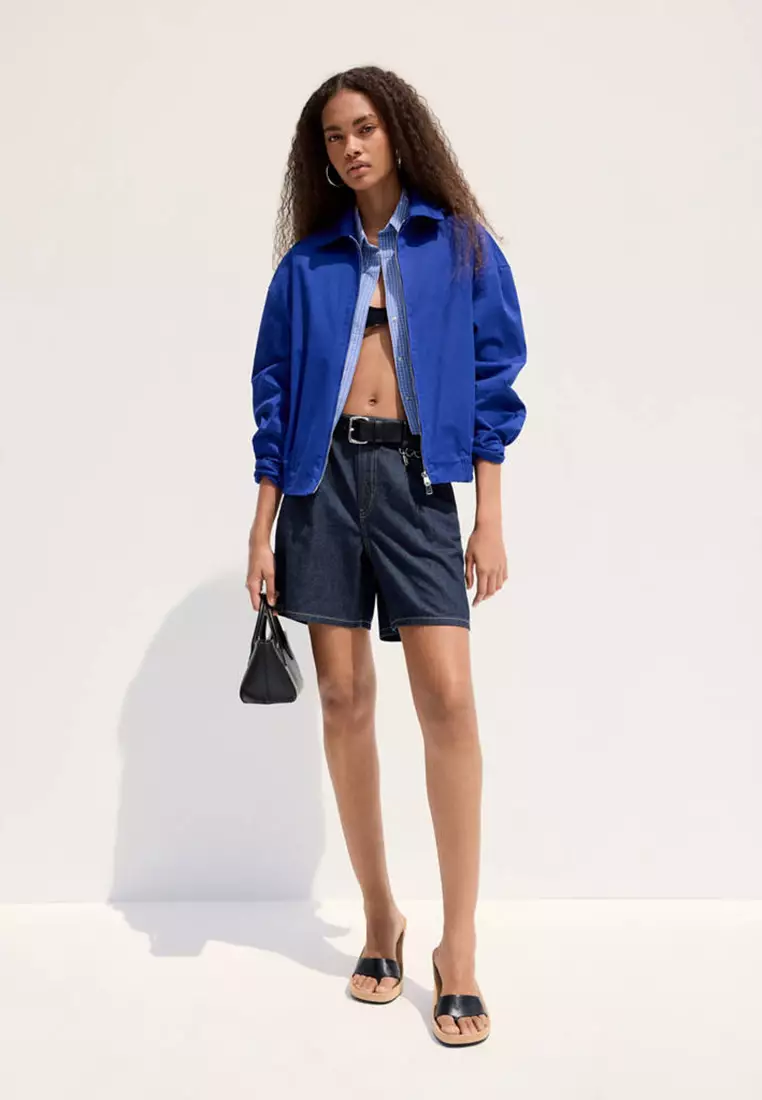 Buy Mango Mid-Rise Denim Bermuda Shorts with Pleats 2026 Online ...