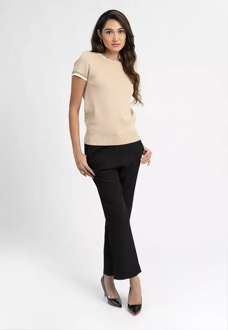 Buy Apple & Eve Serin Fine Ribbed Knit Short Sleeve Top 2025 Online ...