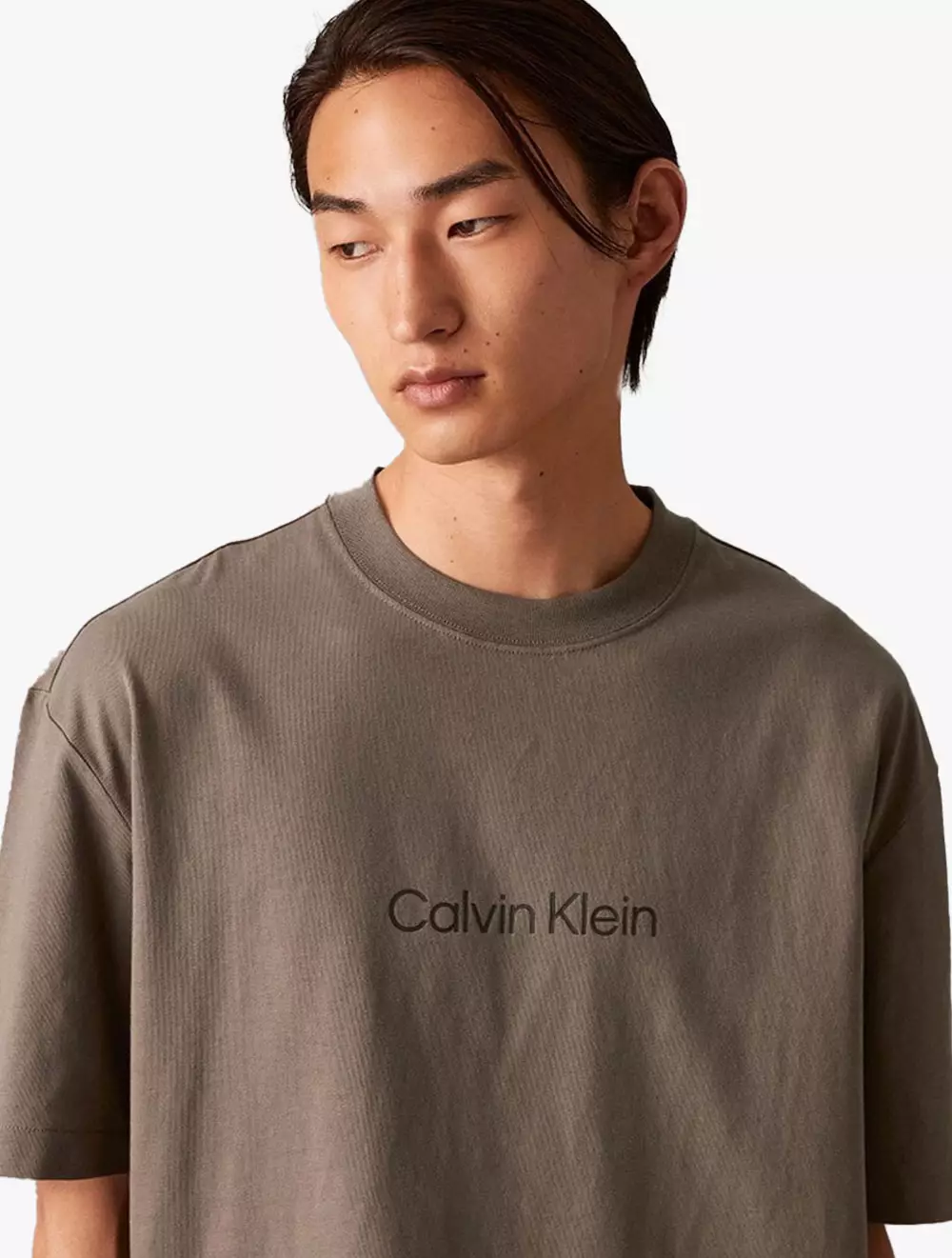 Jual Calvin Klein Calvin Klein - Calvin Logo Crew Neck Tee - Brown ...
