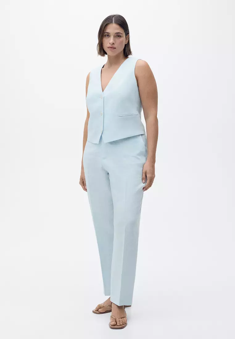 Buy Mango Linen Suit Waistcoat Online | ZALORA Malaysia