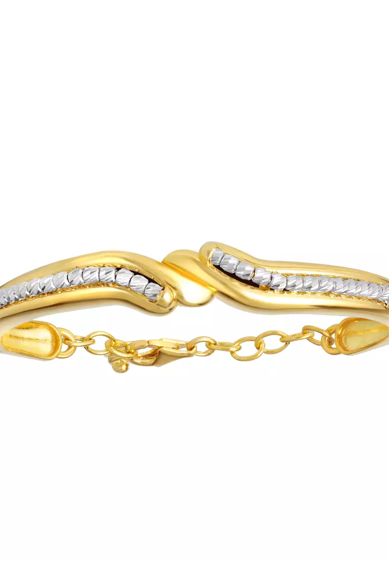 Buy TOMEI TOMEI Dual-Tone Bead Bangle, Yellow Gold 916 Online | ZALORA ...