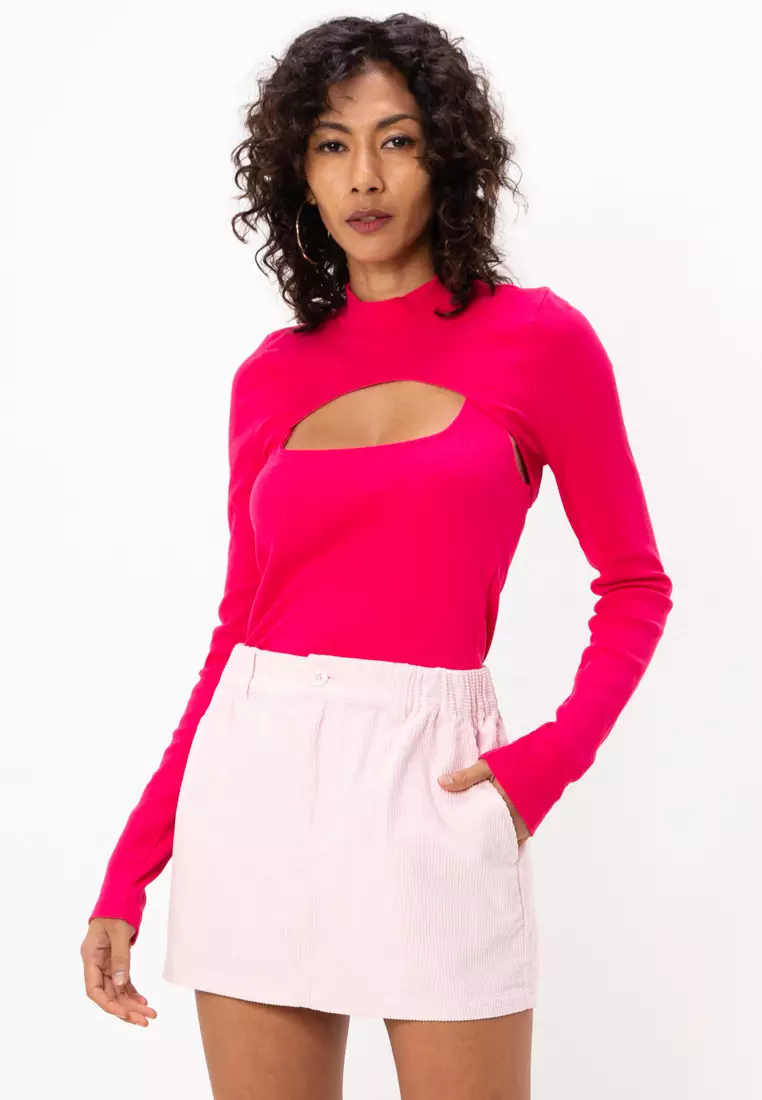 Buy ASOS Design 2-In-1 Long Sleeves Cut Out Rib Top 2025 Online | ZALORA