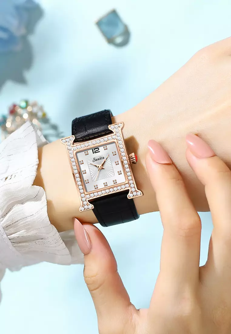 Buy LIGE SUNKTA Ladies Quartz Watch, 36x31mm, Paved with Crystals ...