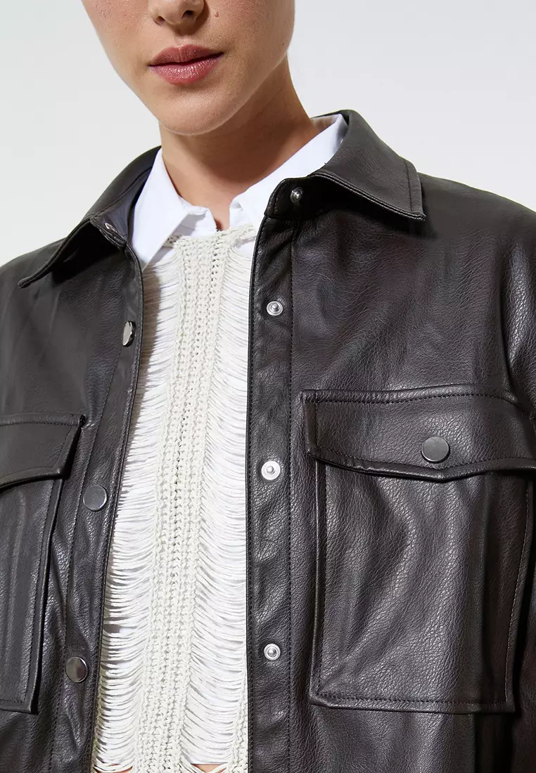 Buy KOTON Faux Leather Jacket 2026 Online | ZALORA Philippines