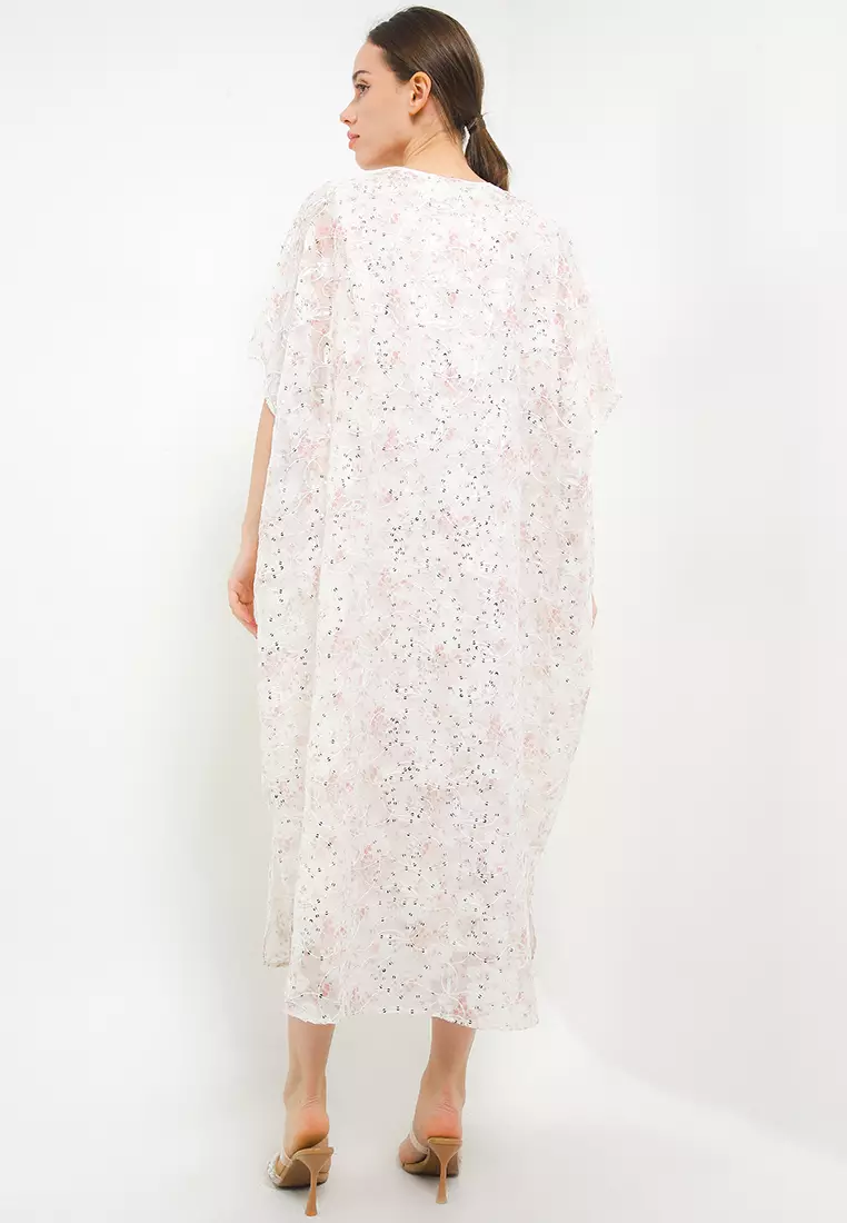 Jual Chic Simple Seq Crochet Lace Seq Emb Flo Print Kaftan Original ...