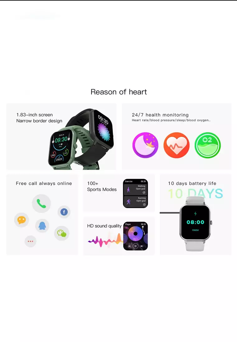 Buy EGLANTINE Chinese New Year Special limited series IOS/Android Black SmartWatch with 2 Rubber ...