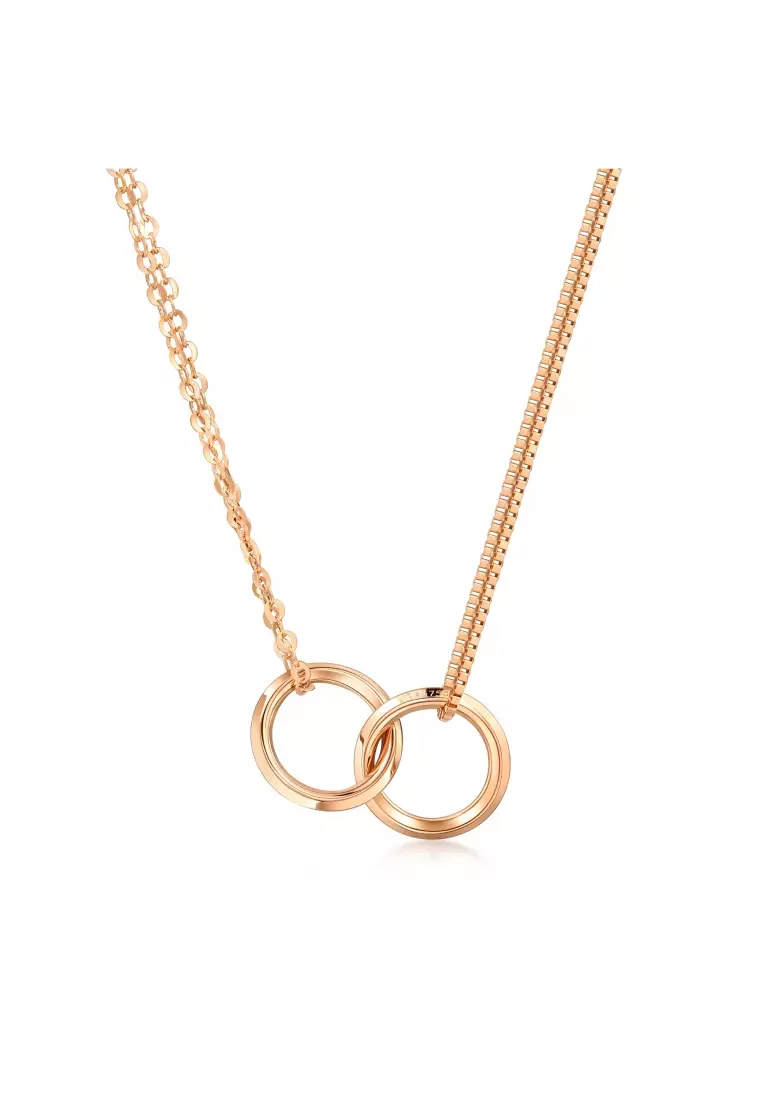 Buy Chow Sang Sang Delicate Gold 18K Rose Gold Intertwined Circle, Loops Necklace for Women ...