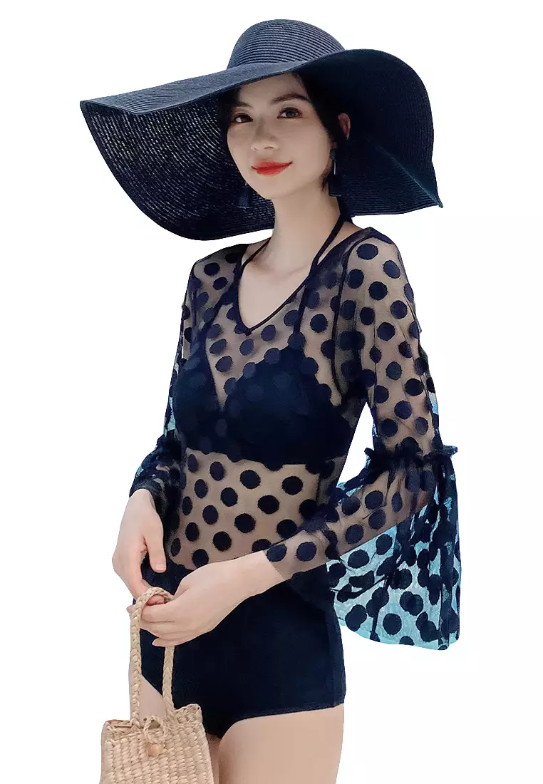 Buy Zitique Sexy Tulle Polka Dot One Piece Bikini Swimsuit 2024 Online