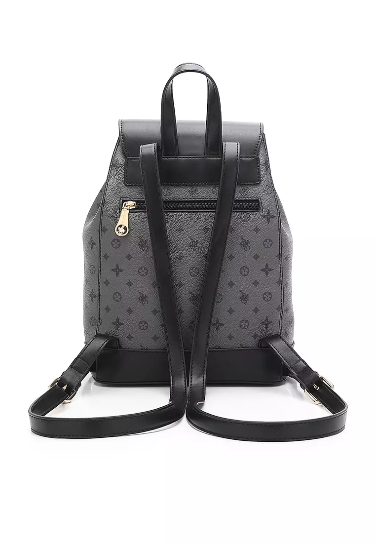 Buy Swiss Polo Women's Monogram Backpack - Black 2026 Online | ZALORA ...