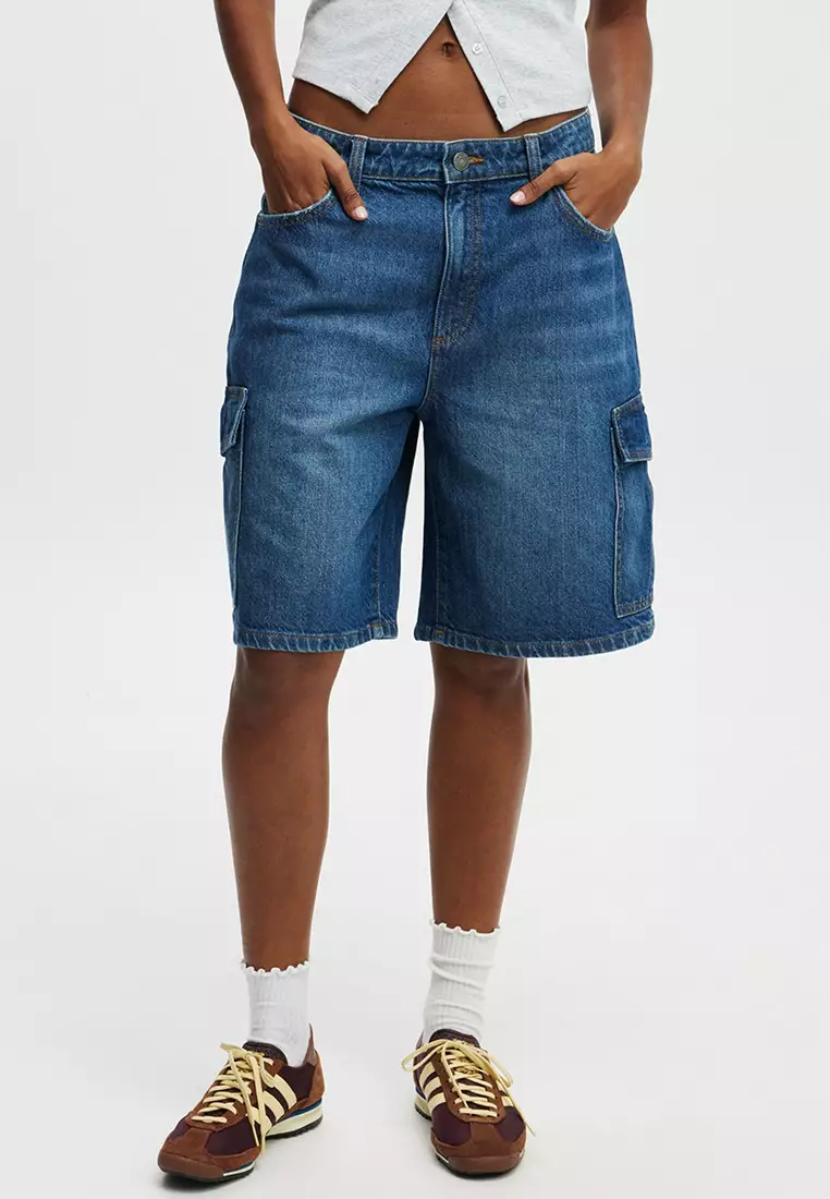 Buy Cotton On Super Baggy Cargo Denim Jorts Online | ZALORA Malaysia