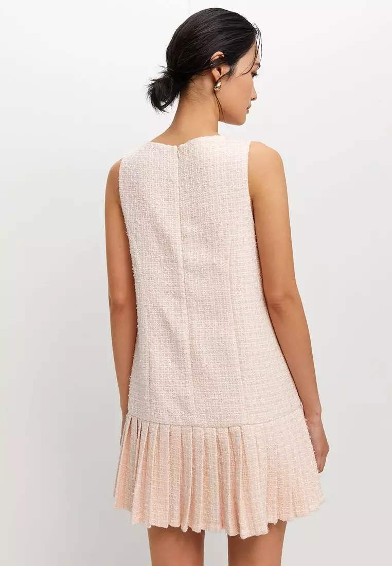 Pomelo Pleated Tweed Dress - Pink 2026 | Buy Pomelo Online | ZALORA ...