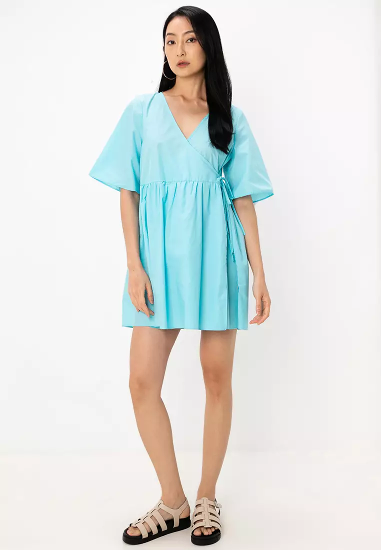 Buy ASOS Design Smock Tie Waist Wrap Mini Dress 2026 Online | ZALORA