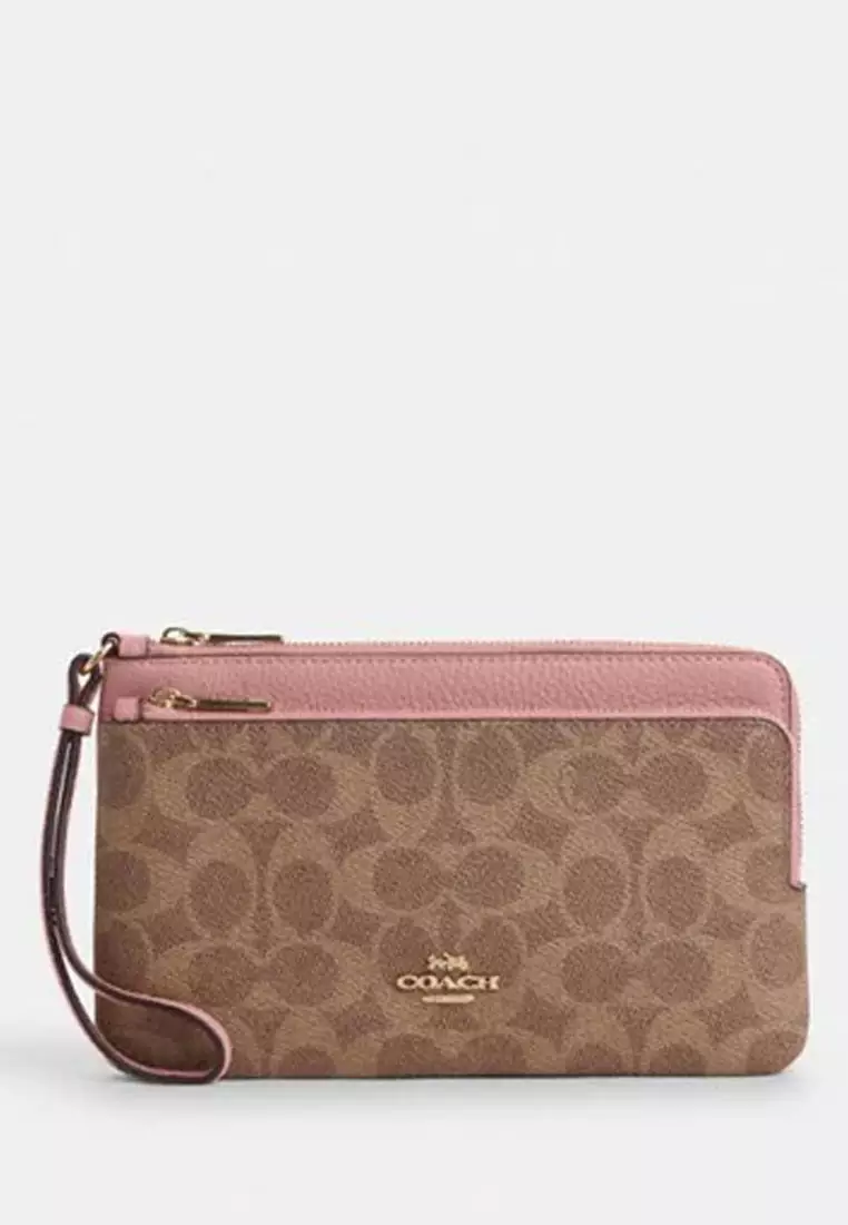 Buy Coach COACH Double Zip Wallet In Signature Canvas Online | ZALORA ...