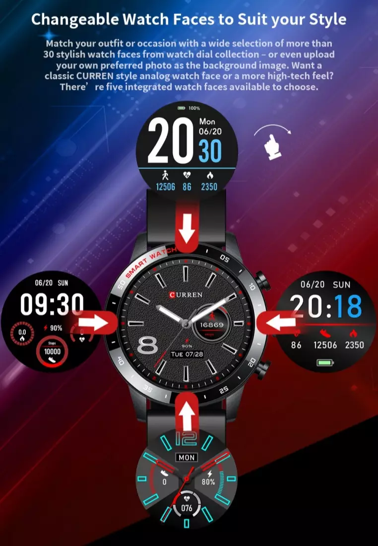 Buy curren Unisex Smart Watch1.3-inch HD Display - Heart-Rate ...