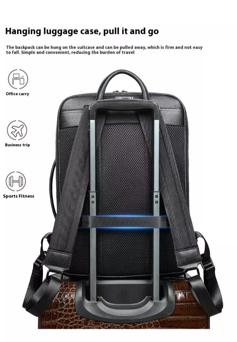 Buy Lara New Arrival Genuine Leather Backpack Men Travel Computer ...
