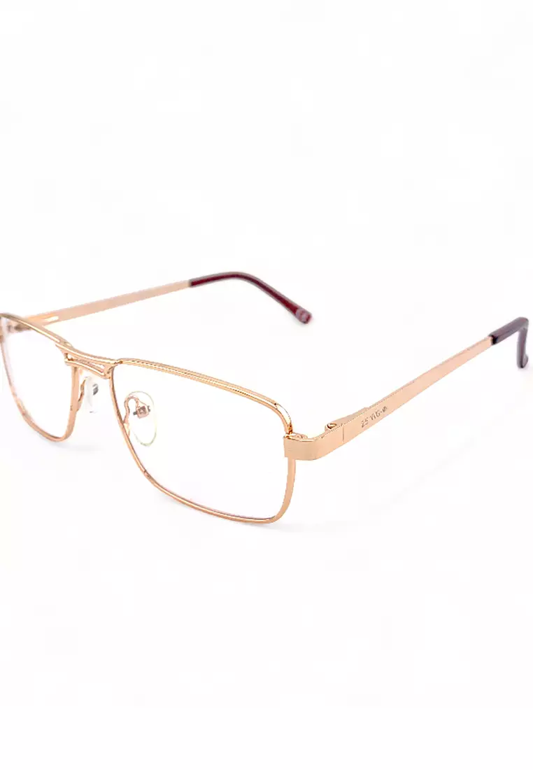 Buy 2.5 NVG OPH Men's Rectangle Frame Gold Metal Optical Frame with ...