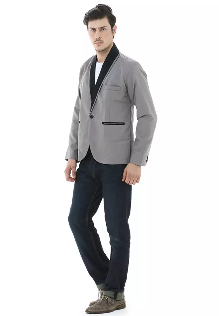 Jual Crows Denim Crows Denim - Blazer Slim Grey Style Original 2024 ...