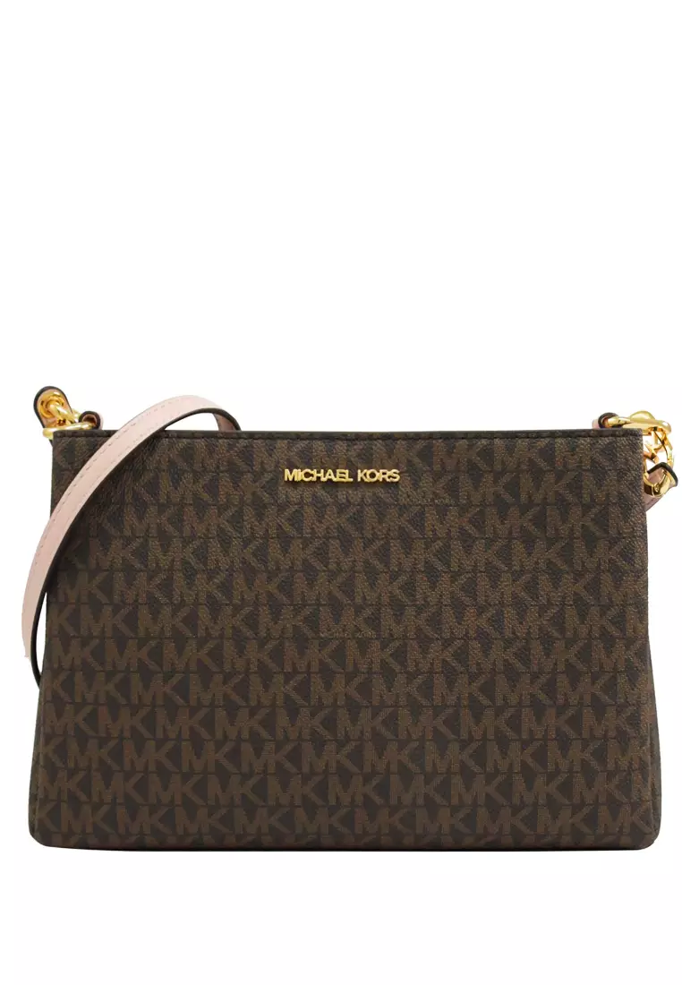 Michael Kors Trisha Medium Logo Crossbody Bag - Brown/Powder Blush 2025 | Buy Michael Kors ...