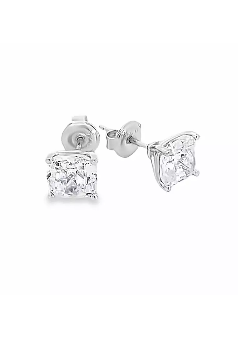 Buy Alfredulla Studset Cushion Silver 925 Zirconia Earrings 2024 Online ...