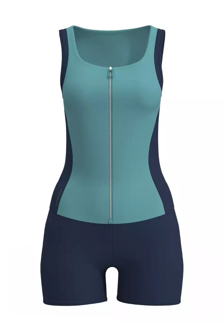 Buy Sunseeker Sport Solid Teal Blue Zip Front Tankini Set 2025 Online ...