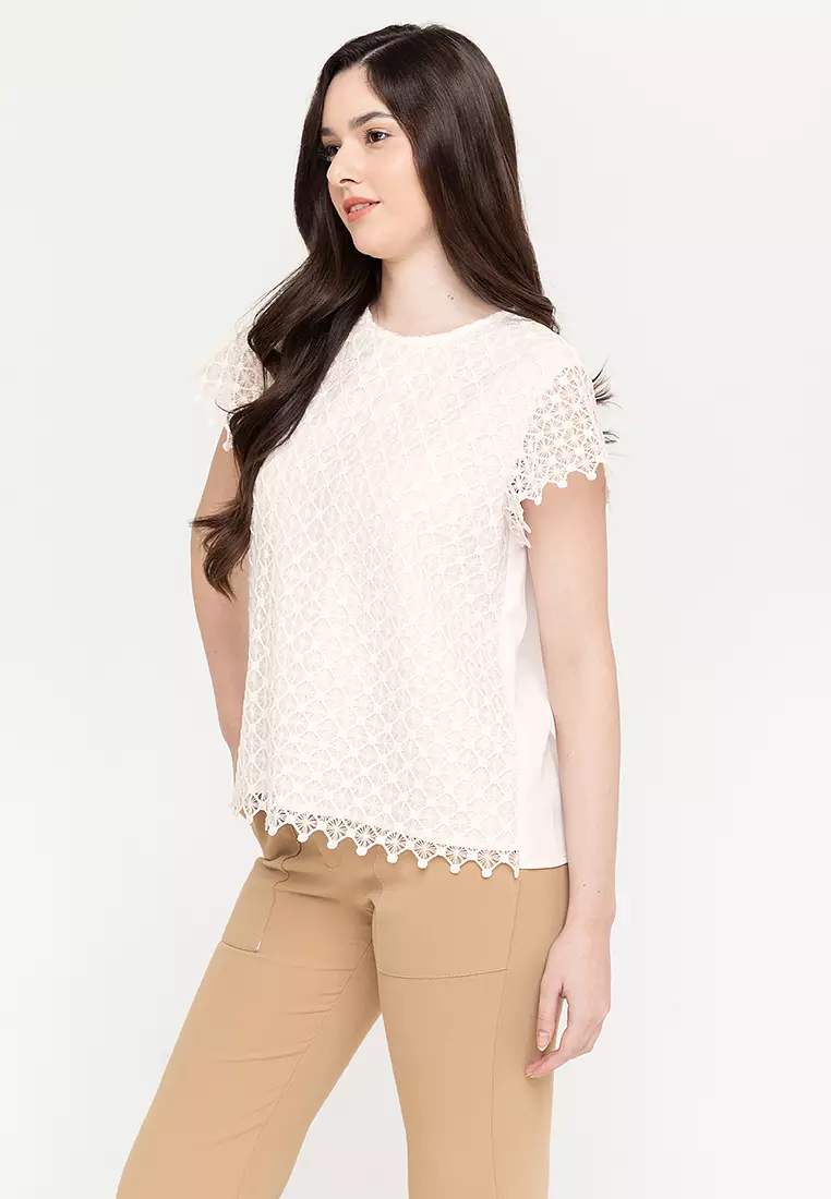 Buy BADOMODA Cylene Lace Top With Raw Edge Detail 2024 Online | ZALORA ...