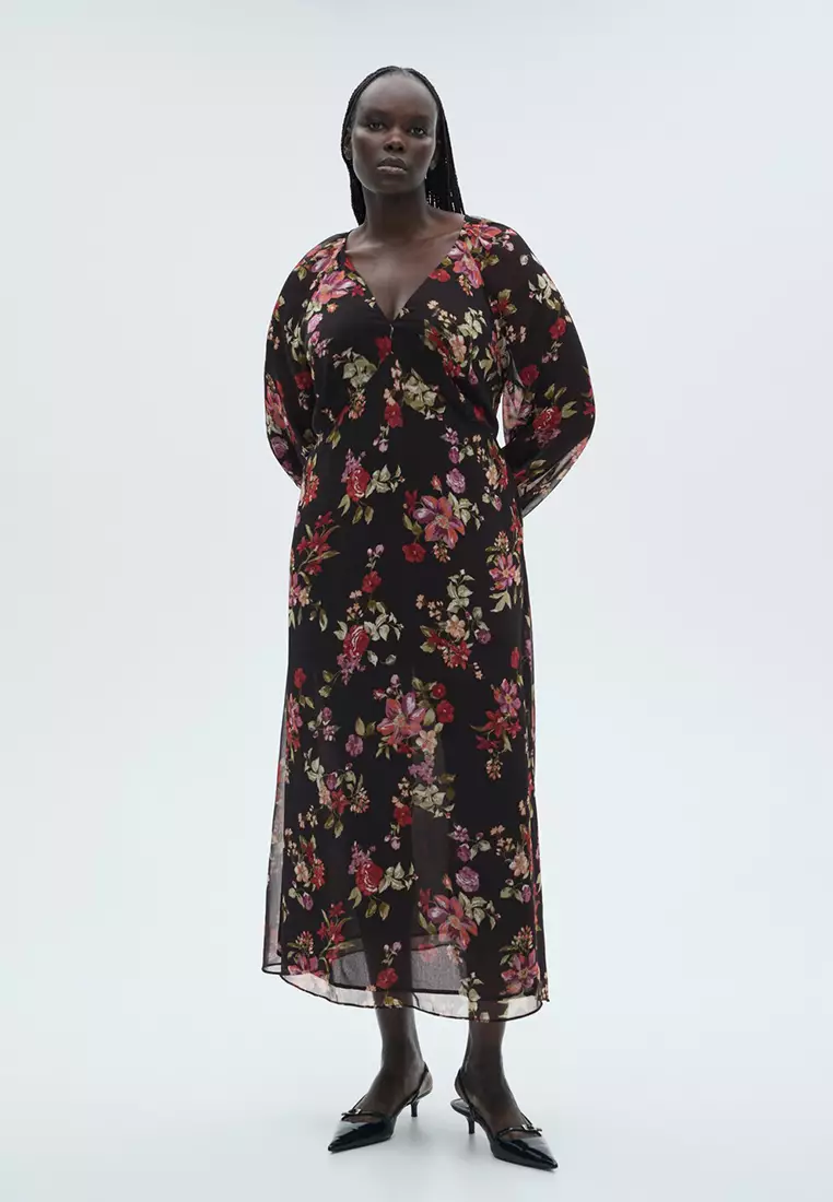 Buy Mango Floral Puff-Sleeves Dress 2025 Online | ZALORA