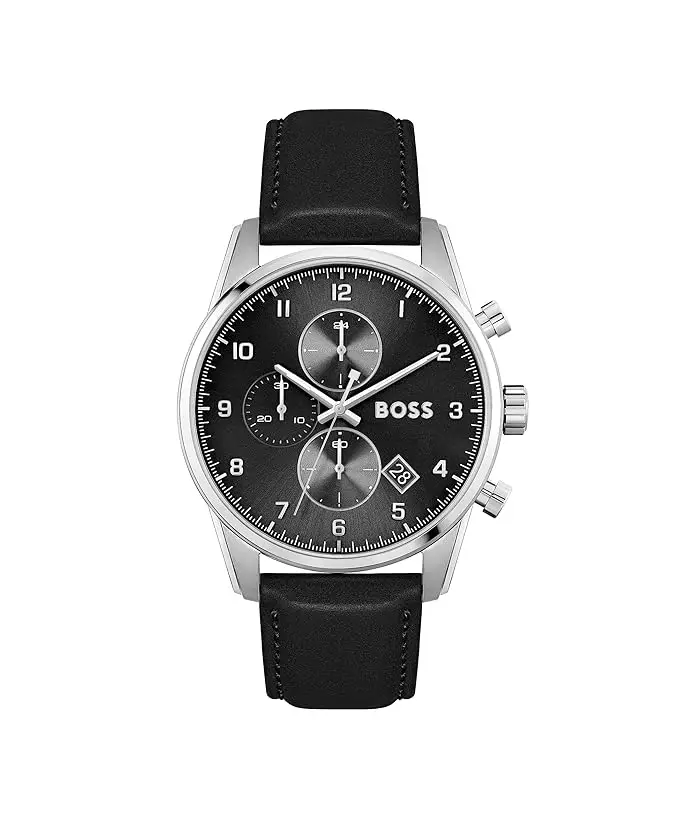 Jual Hugo Boss Hugo Boss Skymaster Chronograph Black Leather Strap ...