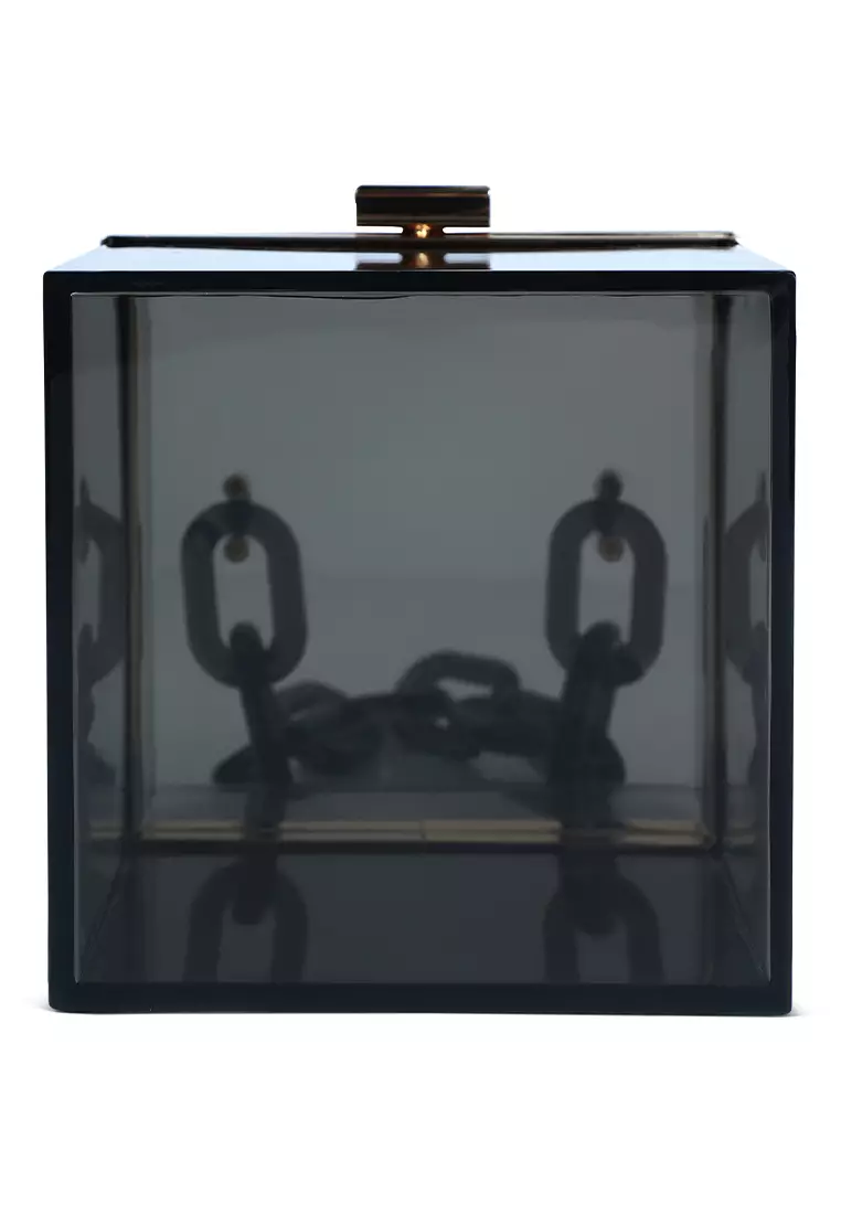 London Rag Black Cuboid Clear Box Clutch Bag 2024 | Buy London Rag ...