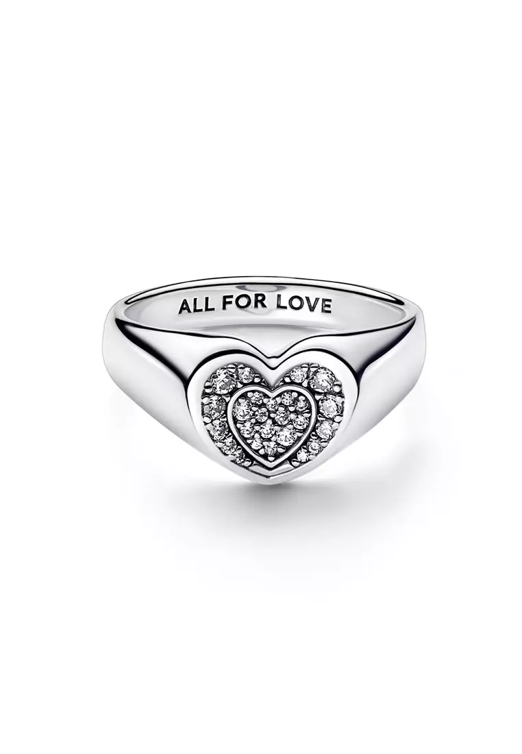 Buy PANDORA Pandora Radiant Heart Pavé Signet Ring Online | ZALORA Malaysia