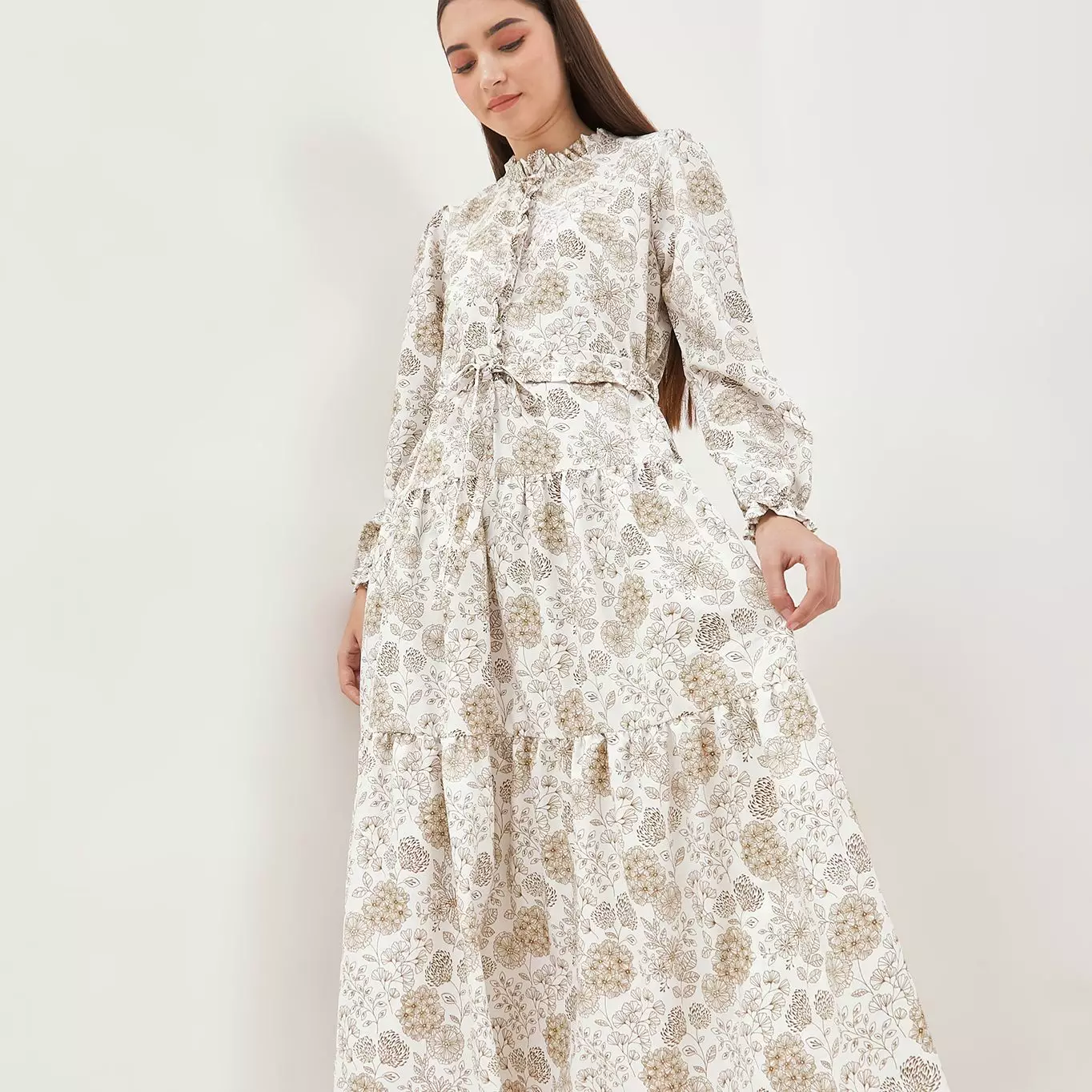 Jual Simplicity SIMPLICITY Festive Floral Frill Maxi Dress Original ...