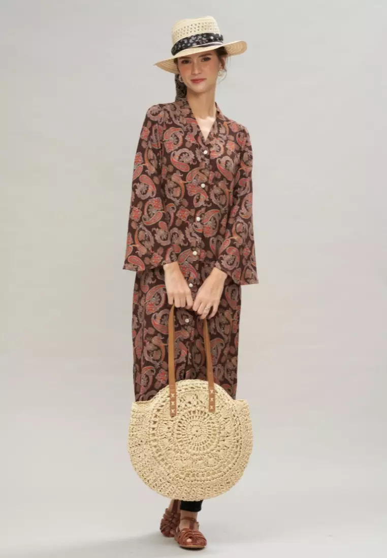 Buy Loveaisyah Brown Paisley Modern Long Kebaya Top Online | ZALORA ...
