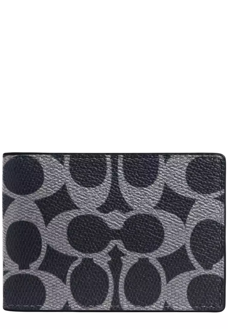 Buy COACH Compact Billfold Wallet In Signature Canvas - Denim Chalk ...