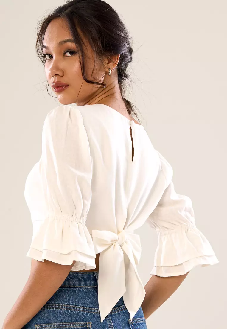 Buy Dressing Paula Cropped Top Tie-Back Ribbon Online | ZALORA Malaysia