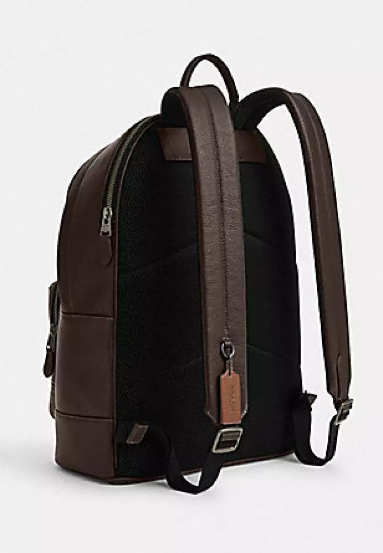 Jual Coach Coach West Backpack With Coach Stripe Mahogany Multi ...