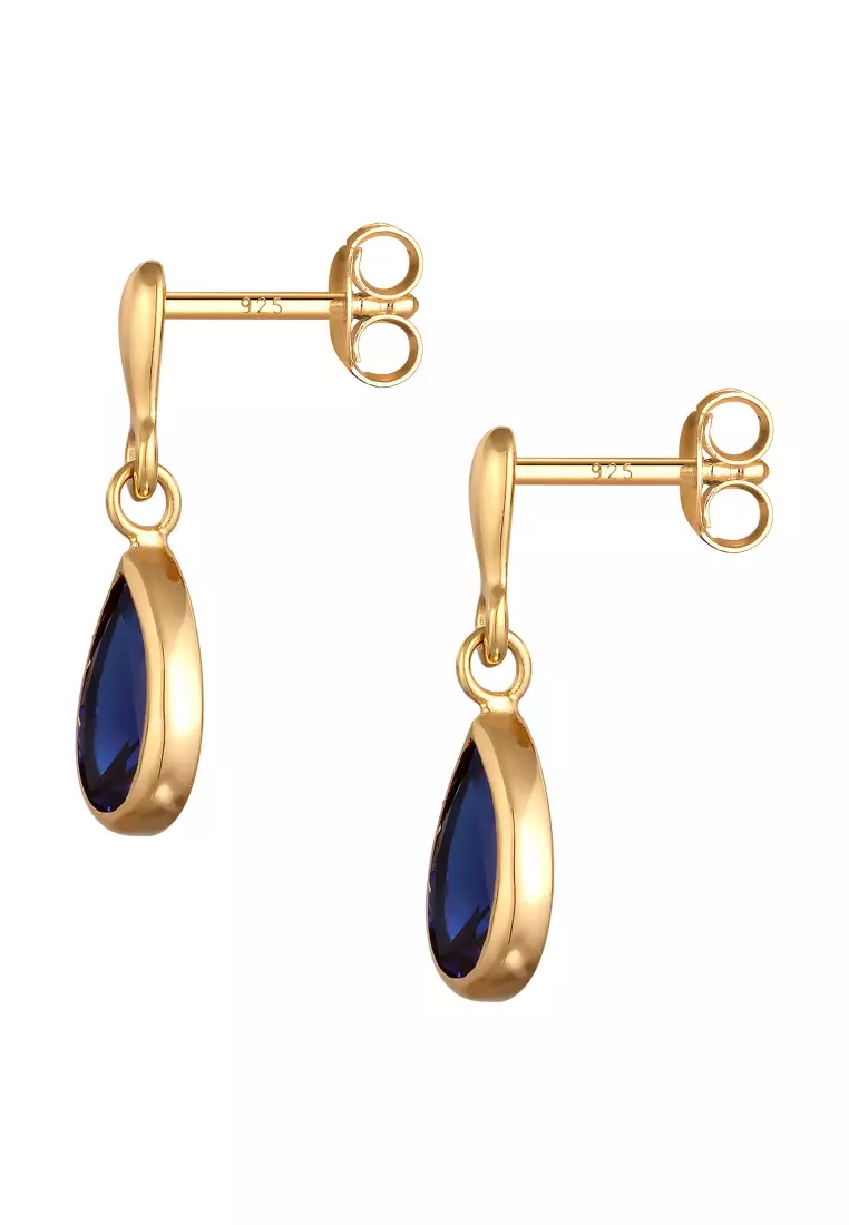 Buy ELLI GERMANY Blue Sapphire Teardrop Earrings – Gold-Plated Silver ...