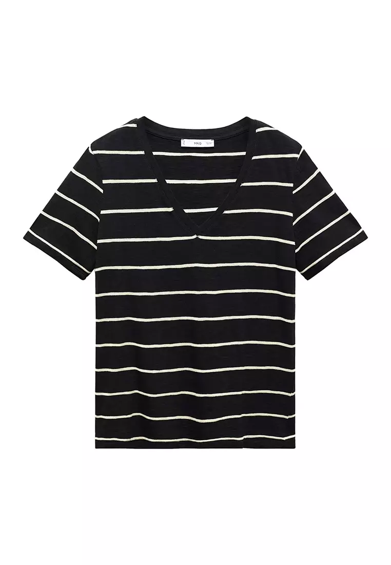 Buy Mango V-Neck Striped T-Shirt 2024 Online | ZALORA Philippines