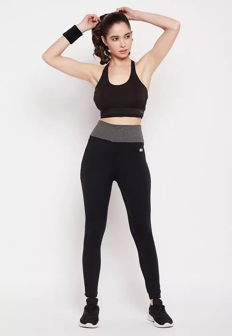 Buy Clovia Clovia High Rise Active Tights in Black with Printed ...