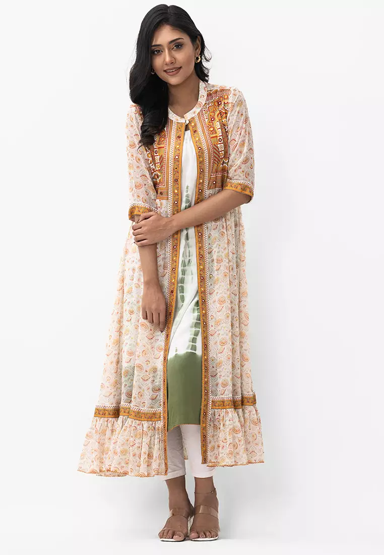 Buy Le Reve Le Reve White Long Tunic with Shrug Online | ZALORA Malaysia