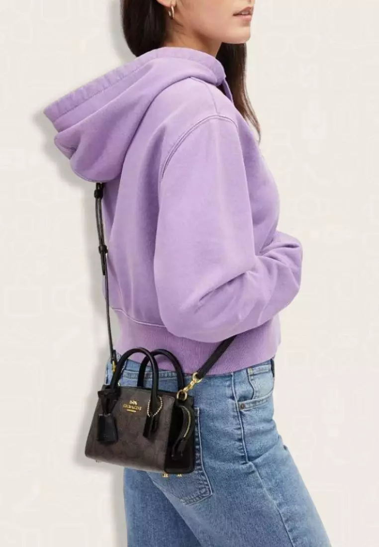 Jual Coach Coach Andrea Mini Carryall In Signature Canvas Brown Black ...