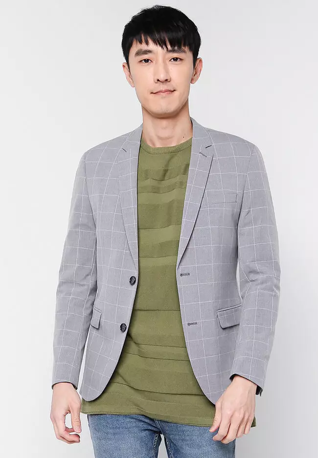 Buy MANGO Man Super Slim-Fit Checked Tailored Blazer Online | ZALORA ...